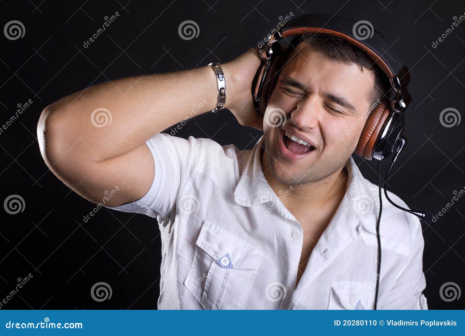 Image of handsome male DJ stock photo. Image of party - 20280110