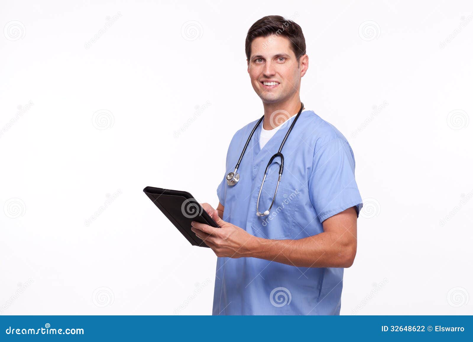 Image of a Handsome Young Male Nurse Using Digital Tablet Stock Photo ...