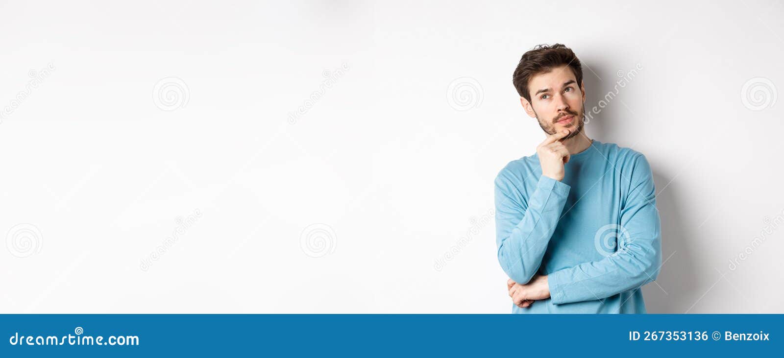 Image of Handsome Young Man Making Choice, Thinking and Looking Pensive ...