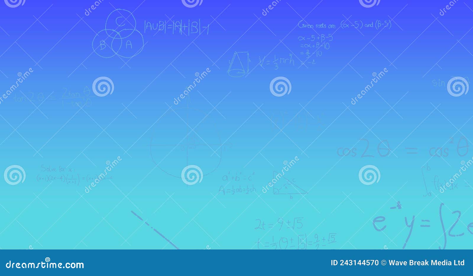 Image of Handwritten Mathematical Formulae Over Blue Background Stock ...