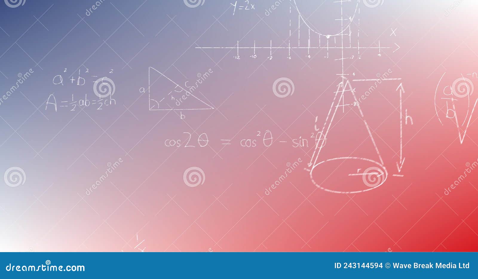 Image of Handwritten Mathematical Formulae Over Blue To Red Background ...