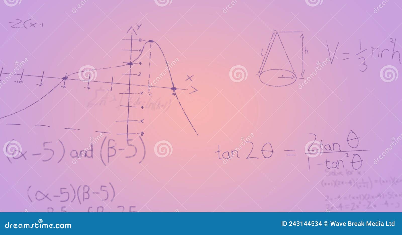 Image of Handwritten Mathematical Formulae Over Purple Background Stock ...