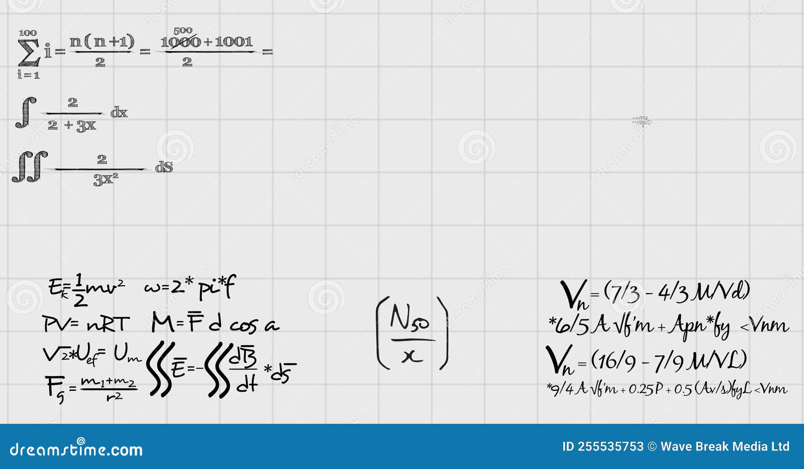 Image of Handwritten Maths Equations Moving Over Square Ruled Notebook ...