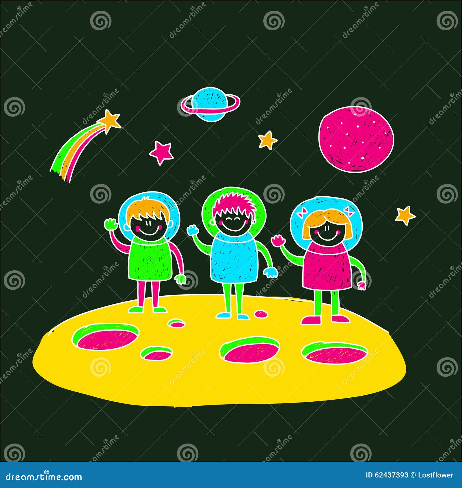 Image of Happy Children. Kids Drawing Style Stock Vector - Illustration ...