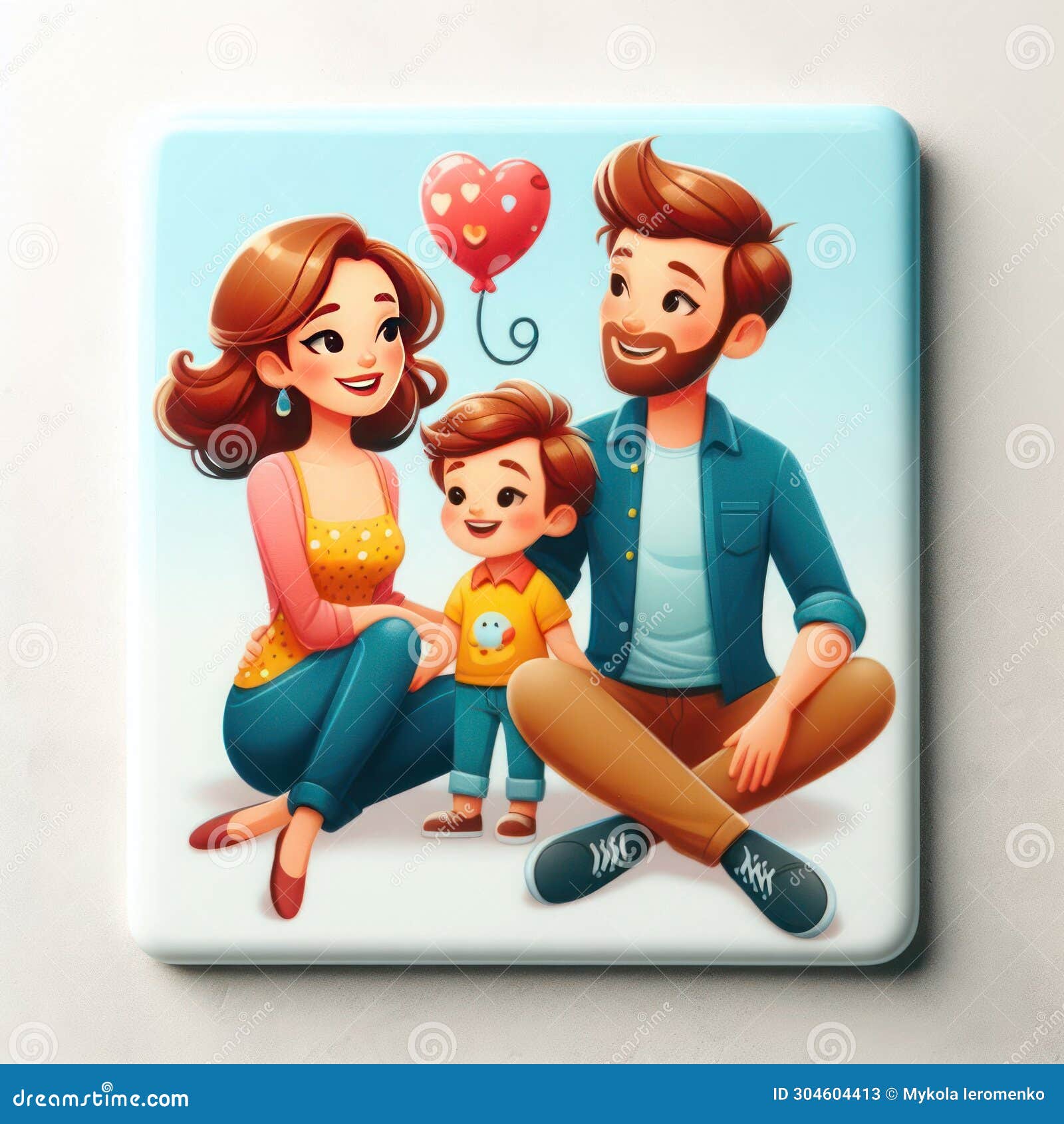 Image of a Happy Family on a Magnet. Stock Image - Image of message ...