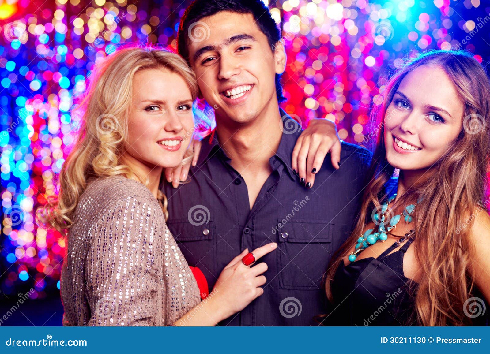 Girls and guy stock photo. Image of glamorous, friendly - 30211130