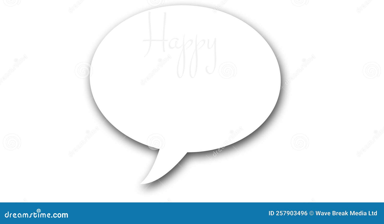 Image of Happy Text in White Speech Bubble, with Copy Space, on White ...