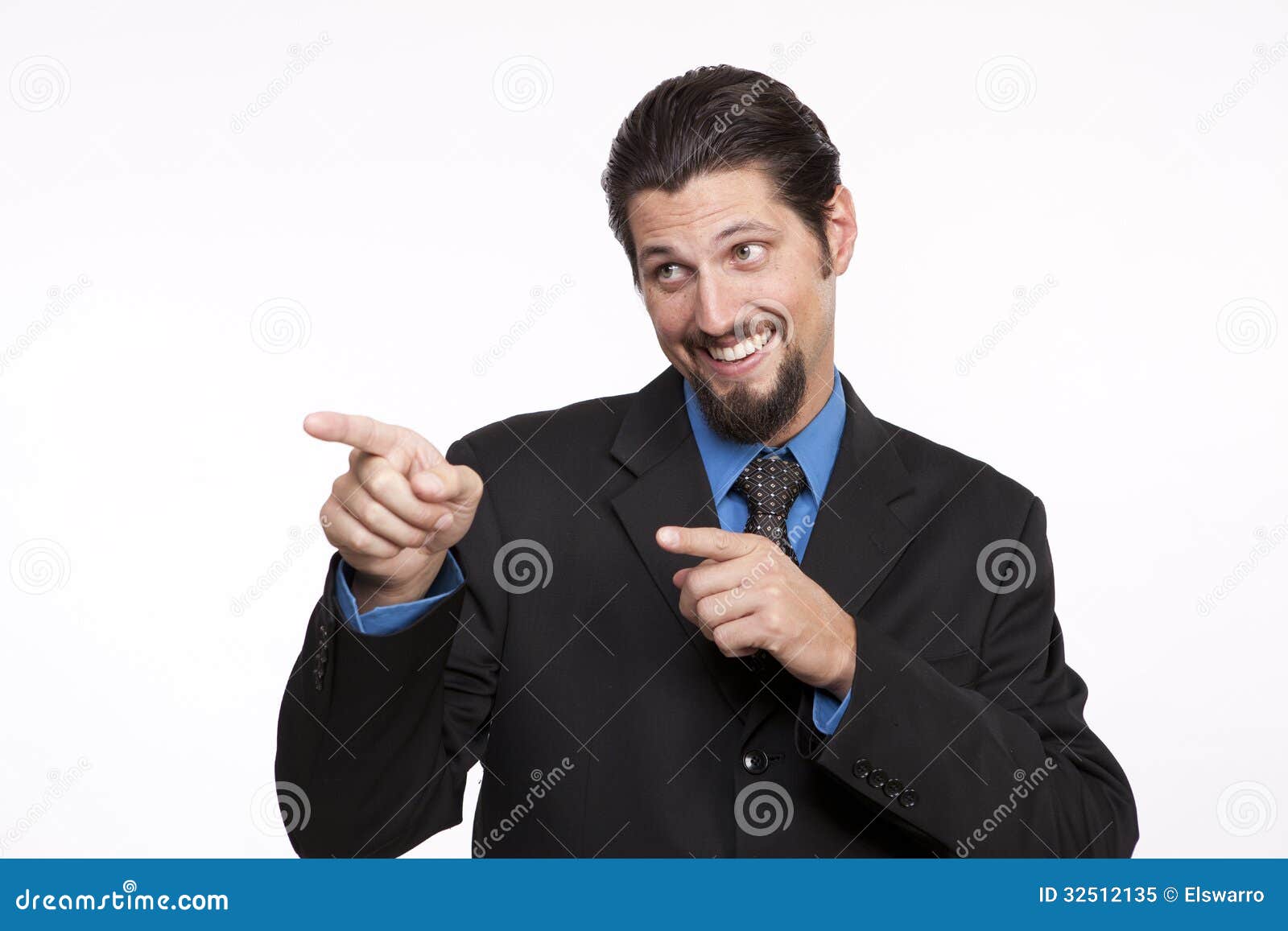 Image of a Happy Young Businessman Pointing Away Stock Image - Image of ...
