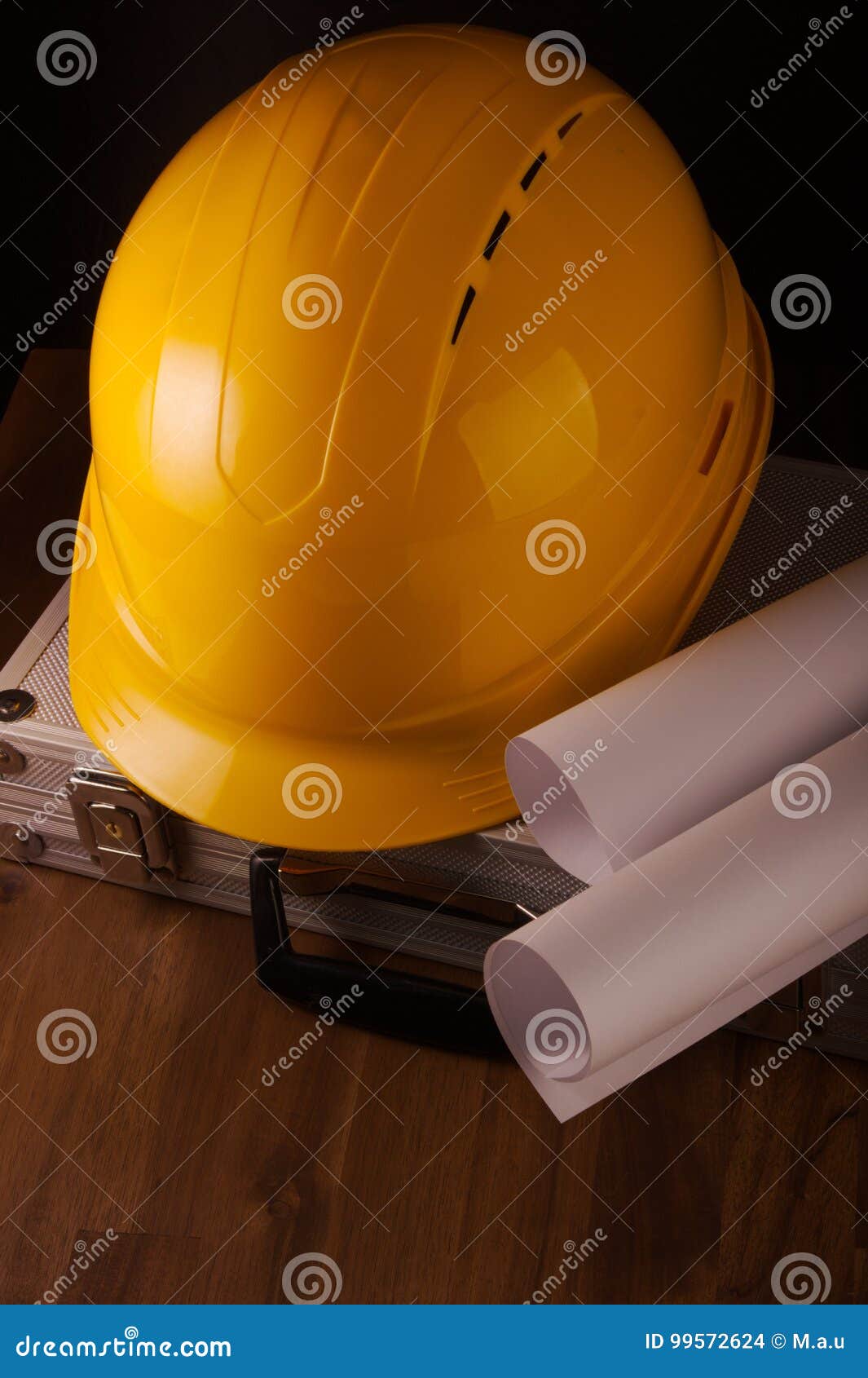 Image of hard hat on table stock photo. Image of architecture - 99572624