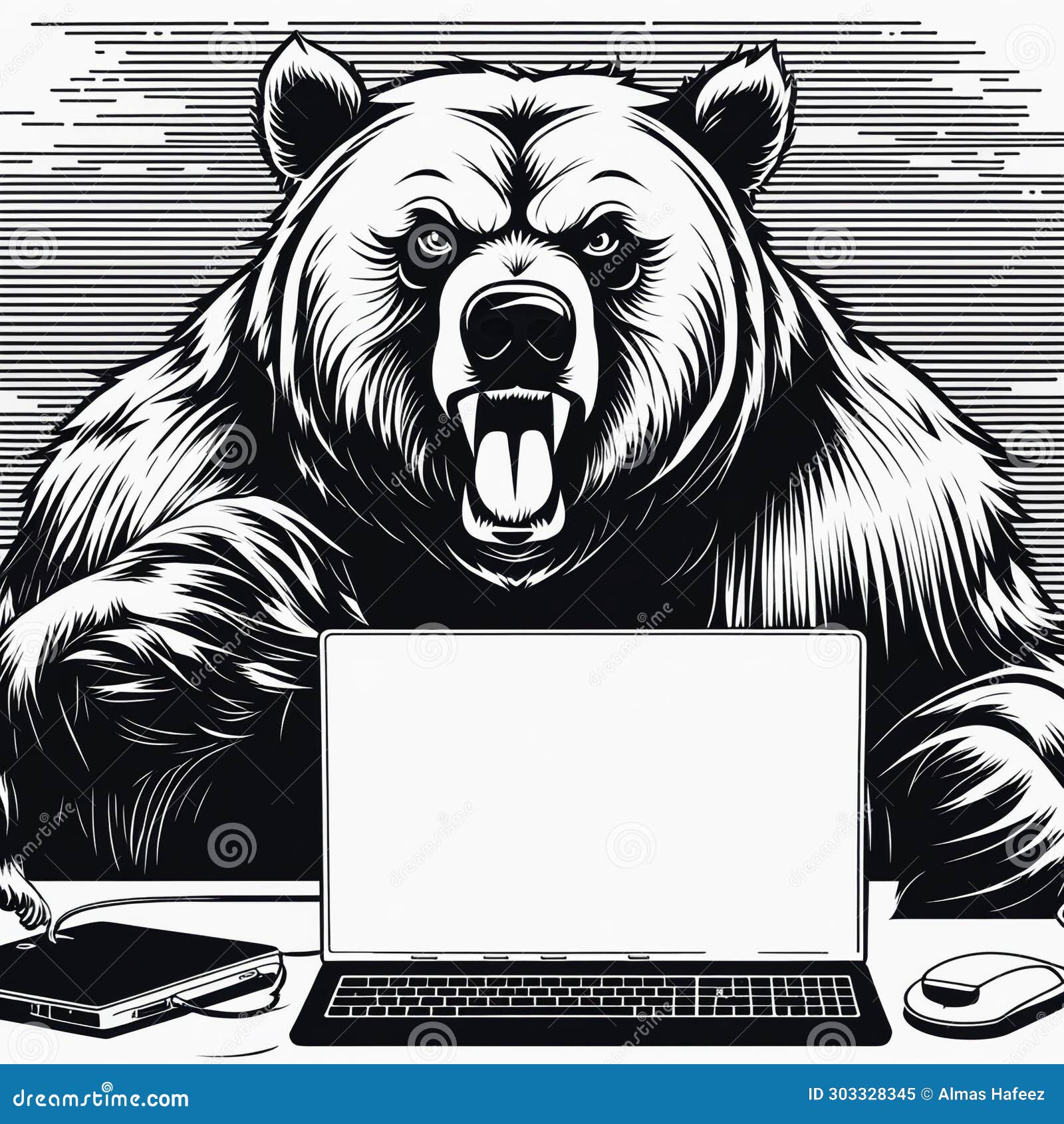 Angry Bear Doing Trading on the Computer, Representing Crypto ... Angry Bear Doing Trading on the Computer, Representing Crypto ...