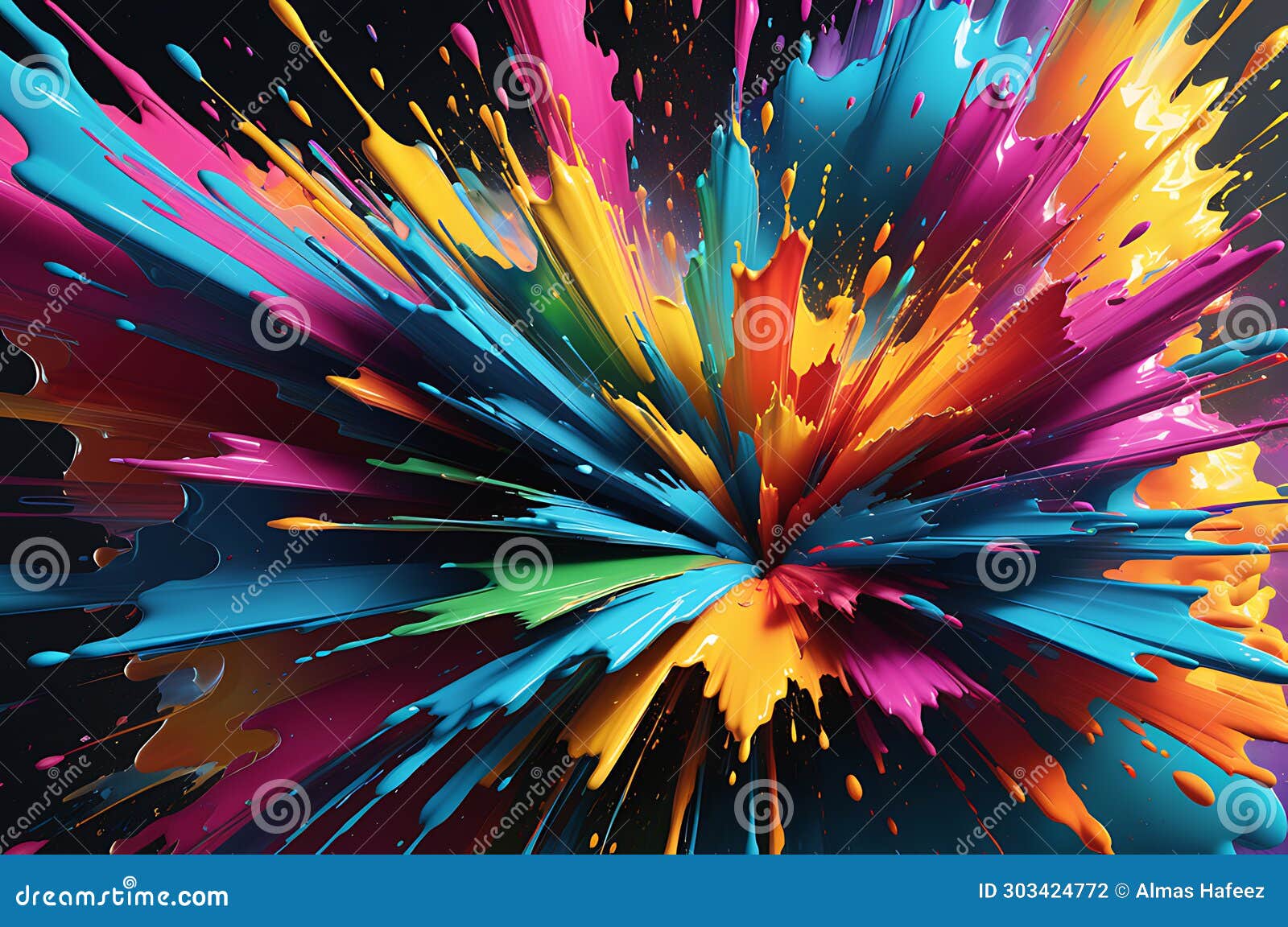 A Cascade of Chromatic Paint Splashes Converging in a Vibrant Explosion ...