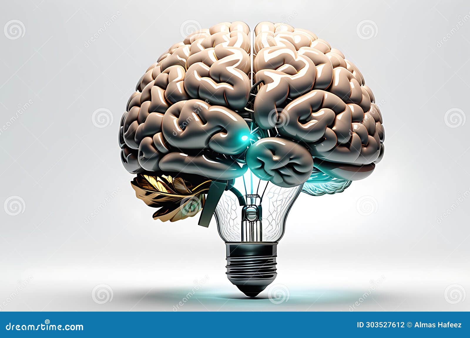 Light Bulb Containing a Brain - Floating Against a White Transparent ...