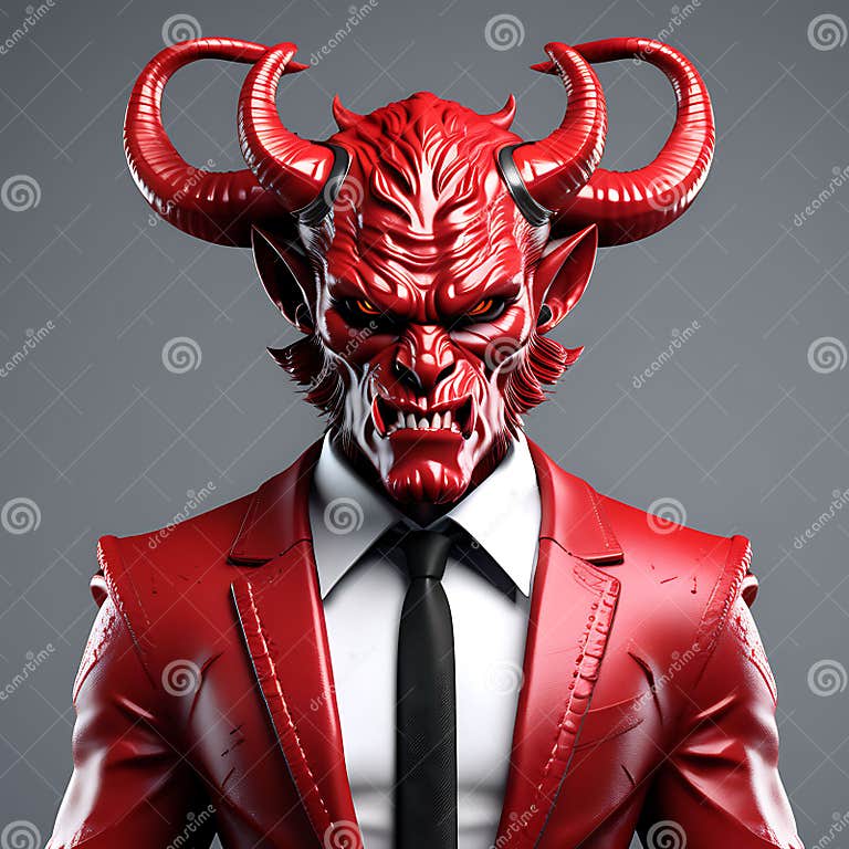Infernal Presence: 3D Render of a Devil Against a Solid Background ...