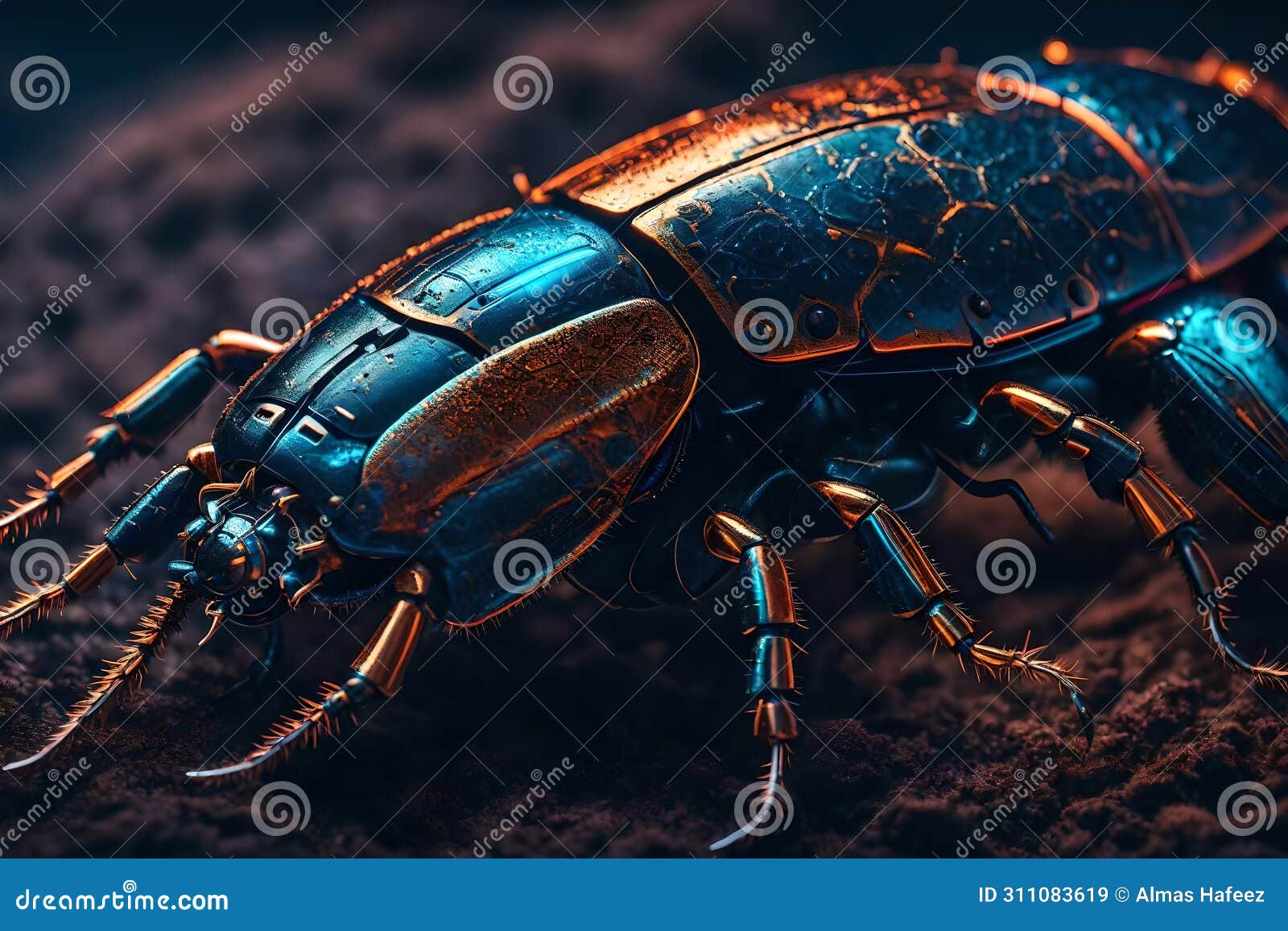 Neon Cyborg: Close-Up of Hi-Tech Insect Glowing in RGB Brilliance Stock ...