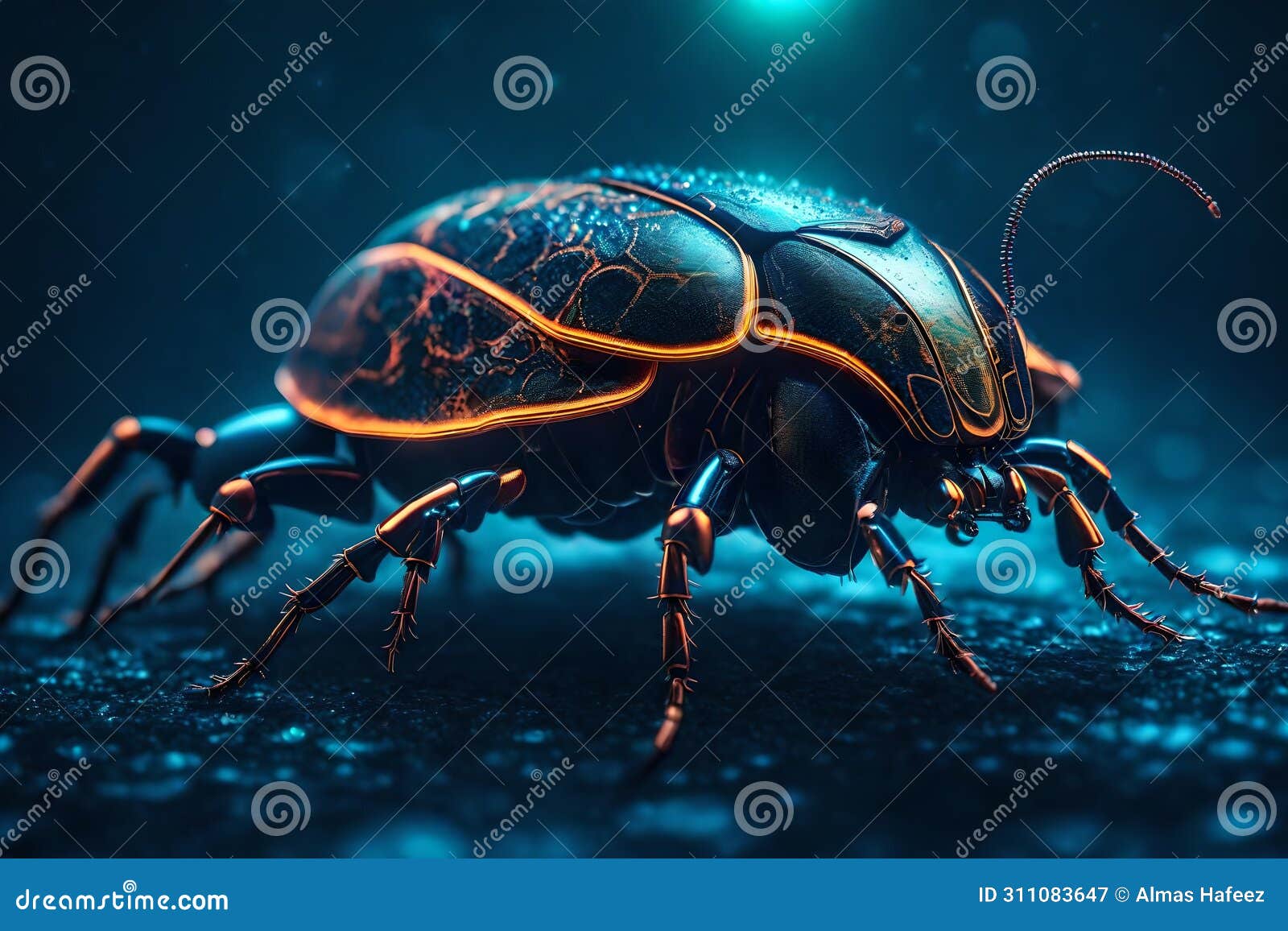 Neon Cyborg: Close-Up of Hi-Tech Insect Glowing in RGB Brilliance Stock ...