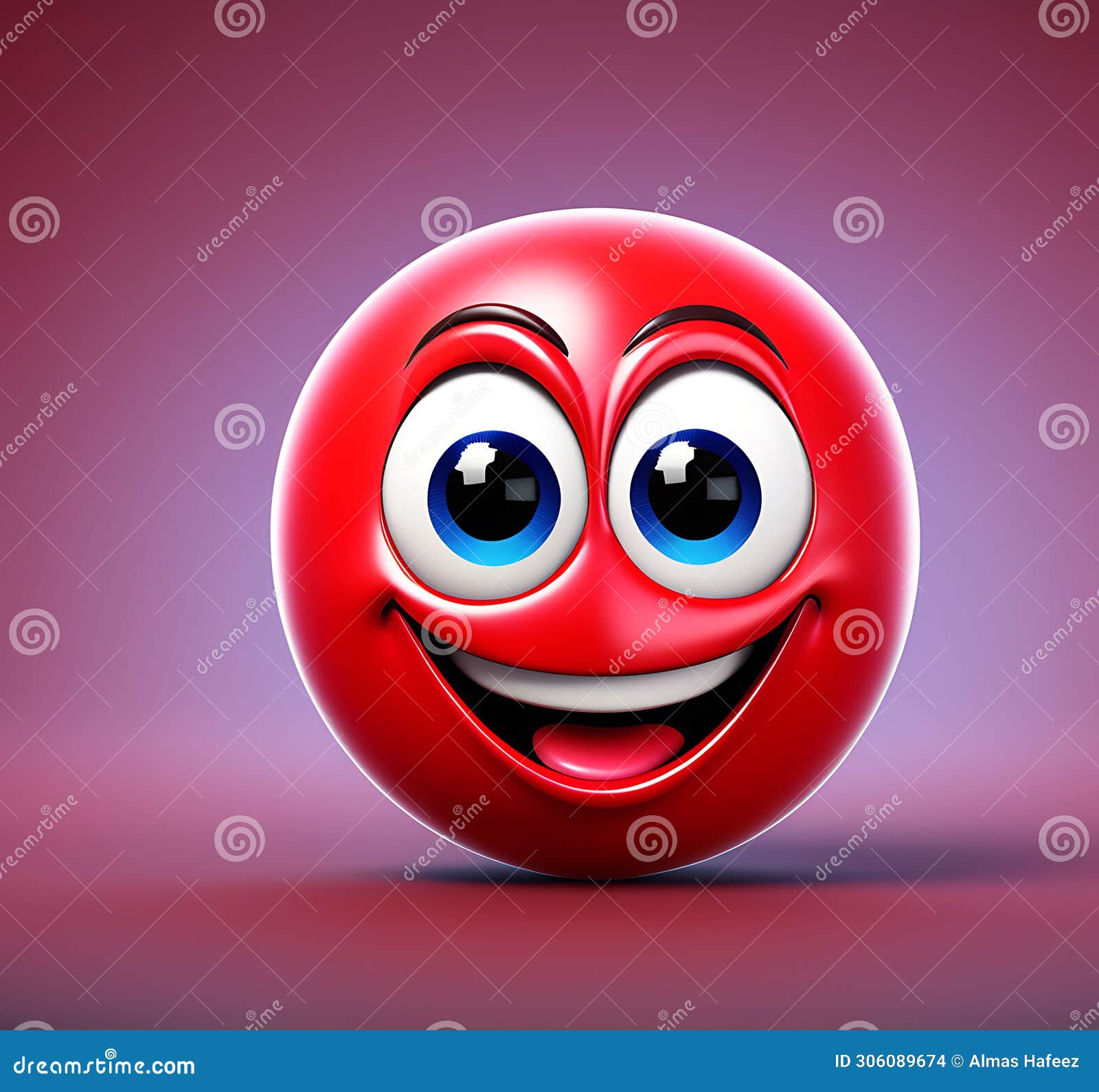 Red Smiley Crazy Face Emoji: Funny Cartoon Icon in 3D Illustration for ...
