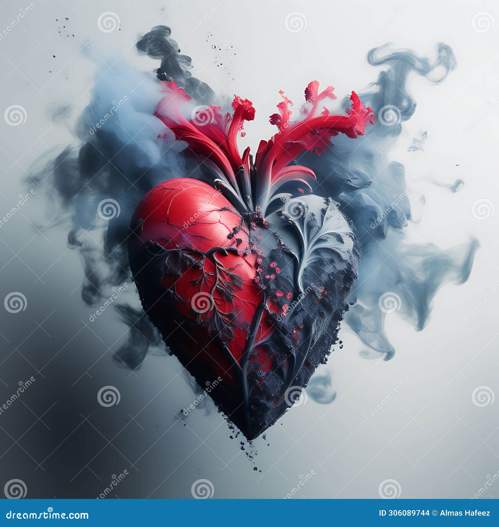 Burning Heart: Smoke Art Illustration Depicting Hard-Heartedness Stock ...