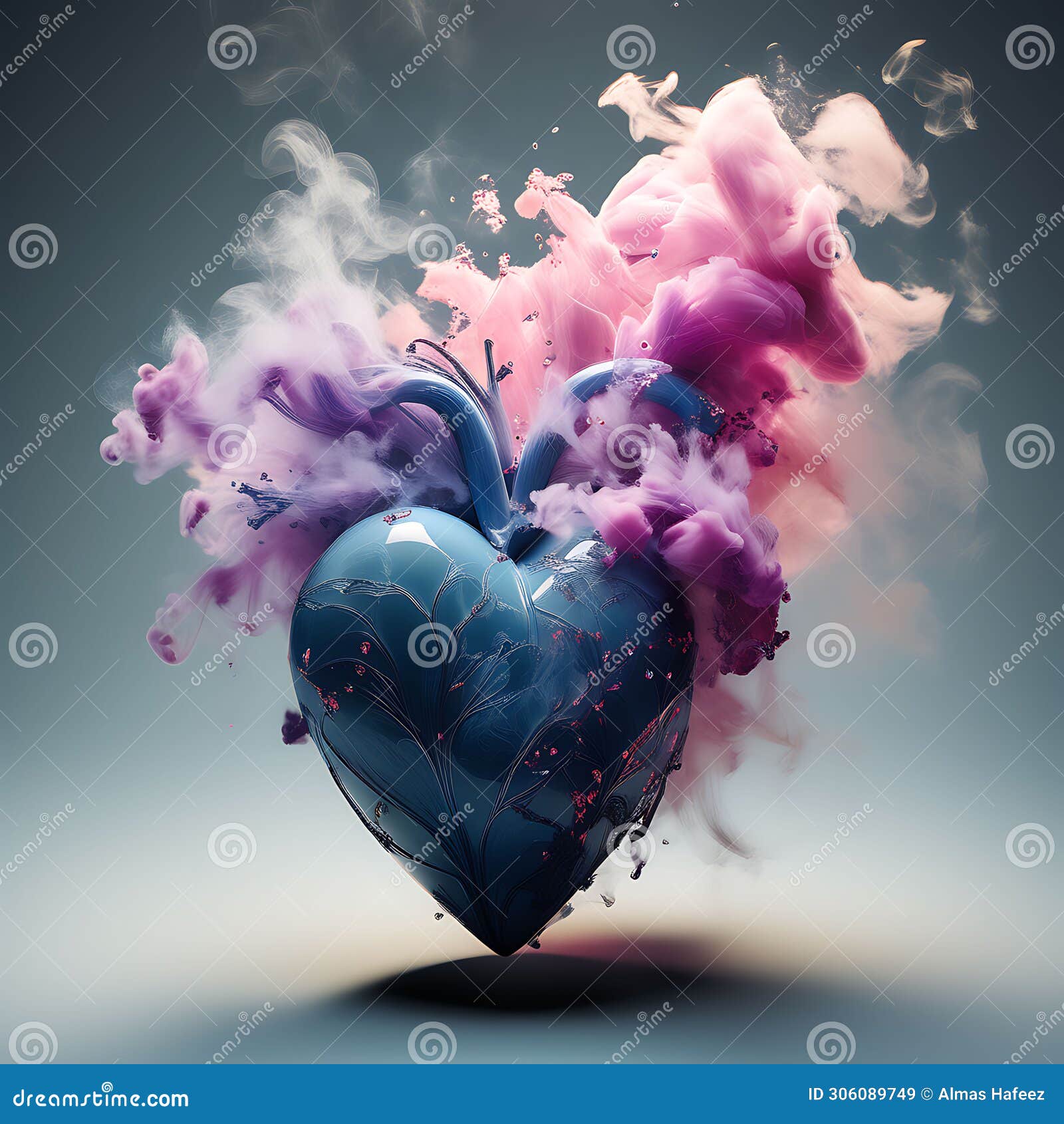 Burning Heart: Smoke Art Illustration Depicting Hard-Heartedness Stock ...