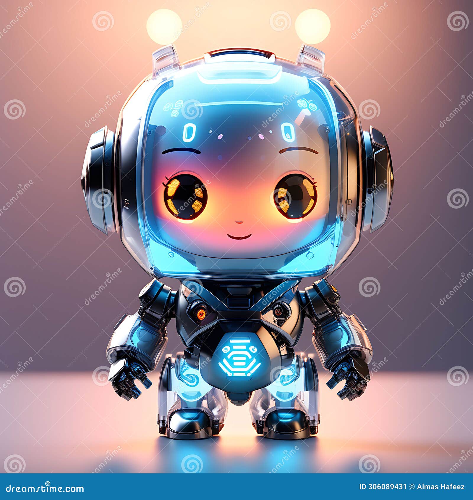 Cute Aesthetic: Tiny Translucent Polycarbonate Robot with LED Screen ...