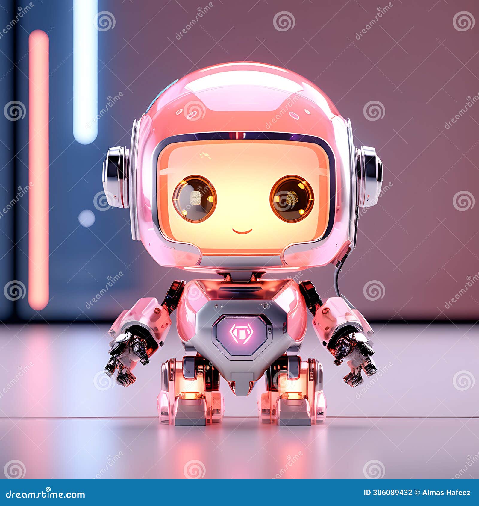 Cute Aesthetic: Tiny Translucent Polycarbonate Robot with LED Screen ...