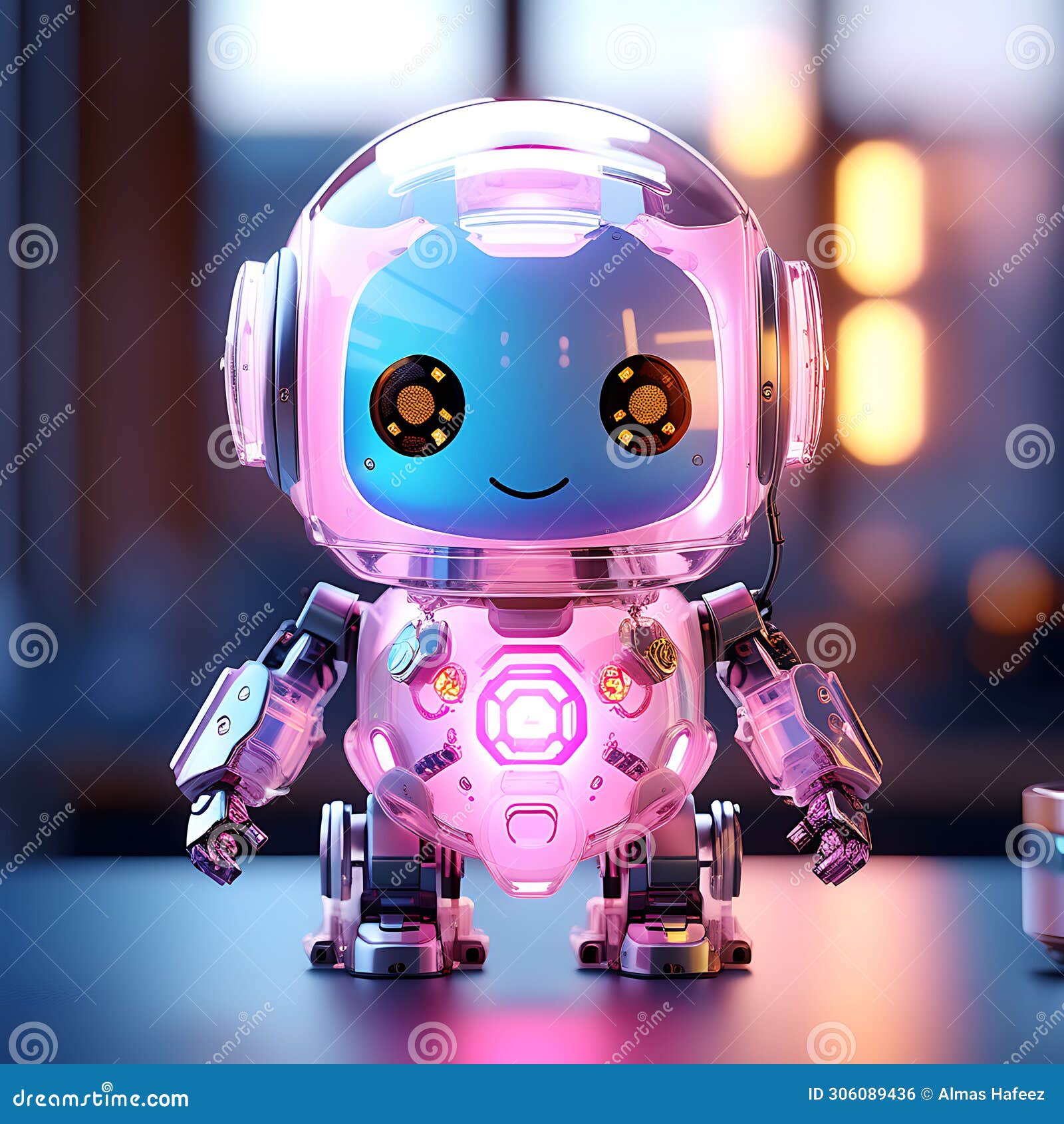 Cute Aesthetic: Tiny Translucent Polycarbonate Robot with LED Screen ...