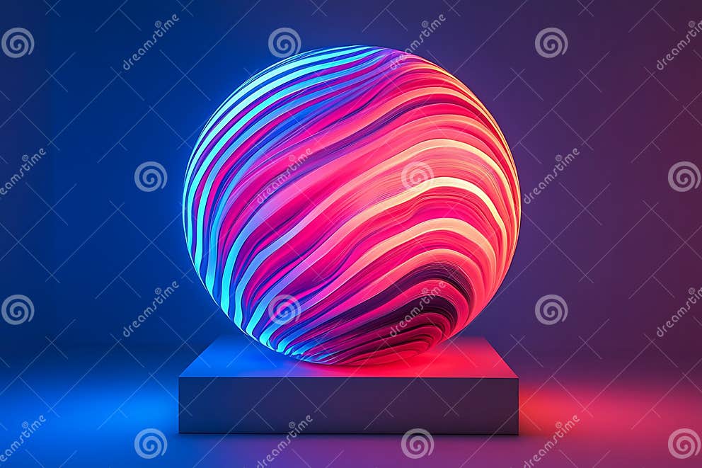 Radiant Neon Sphere Glowing in a Dark Abstract Art Environment Stock ...