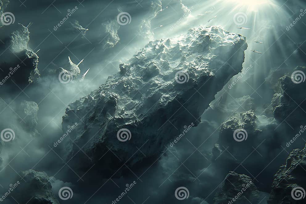 Rocks Falling from the Sky with Earth Exploding Stock Illustration ...