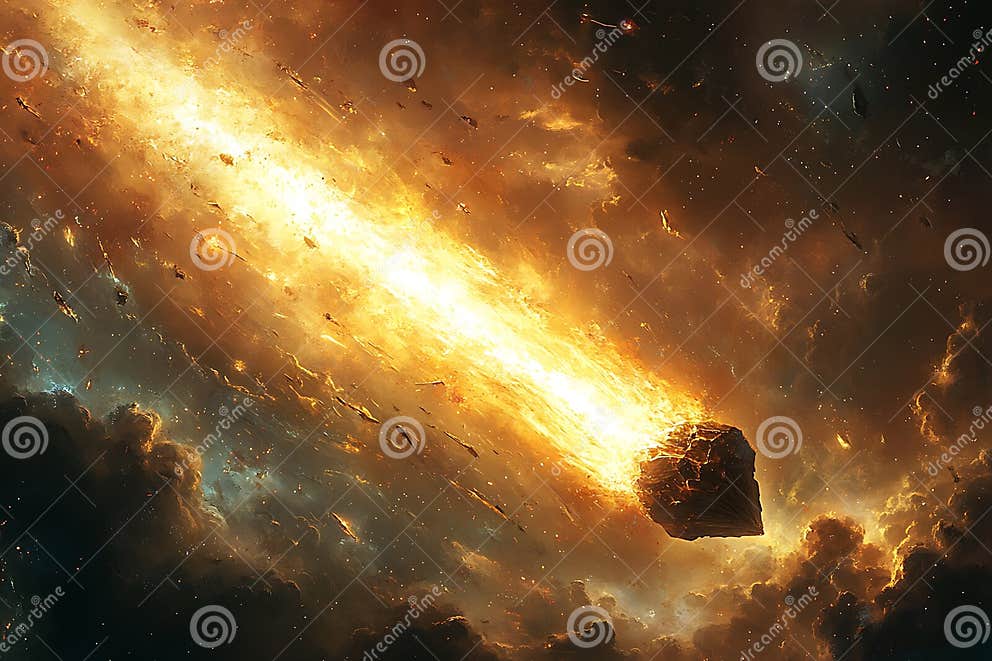 Rocks Falling from the Sky with Earth Exploding Stock Illustration ...