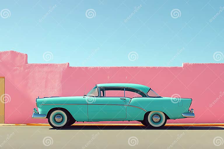 A Vibrant Cyan Mint Car Isolated Against a Solid Color Background Stock ...