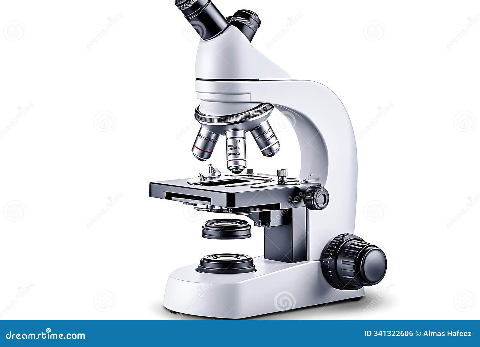 White Compound Microscope with Lenses and Stage Stock Photo - Image of ...