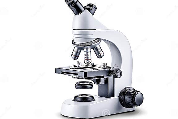 White Compound Microscope with Lenses and Stage Stock Photo - Image of ...