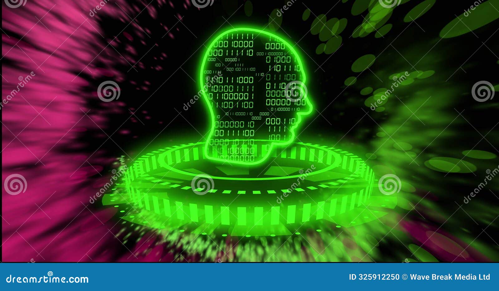 Head Binary Number Symbol Of Artificial Intelligence Thinking Digital ...