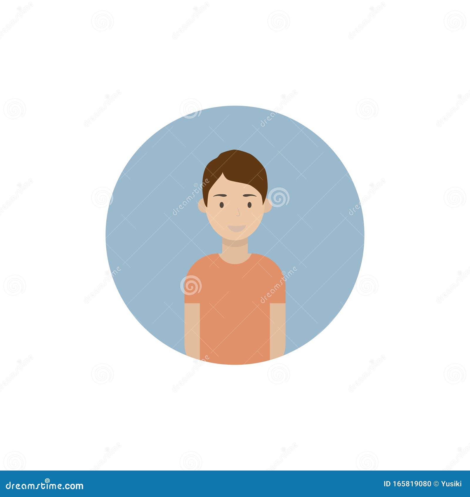 Image of the Head and Torso of a Young Man in a Flat Style. Vector ...