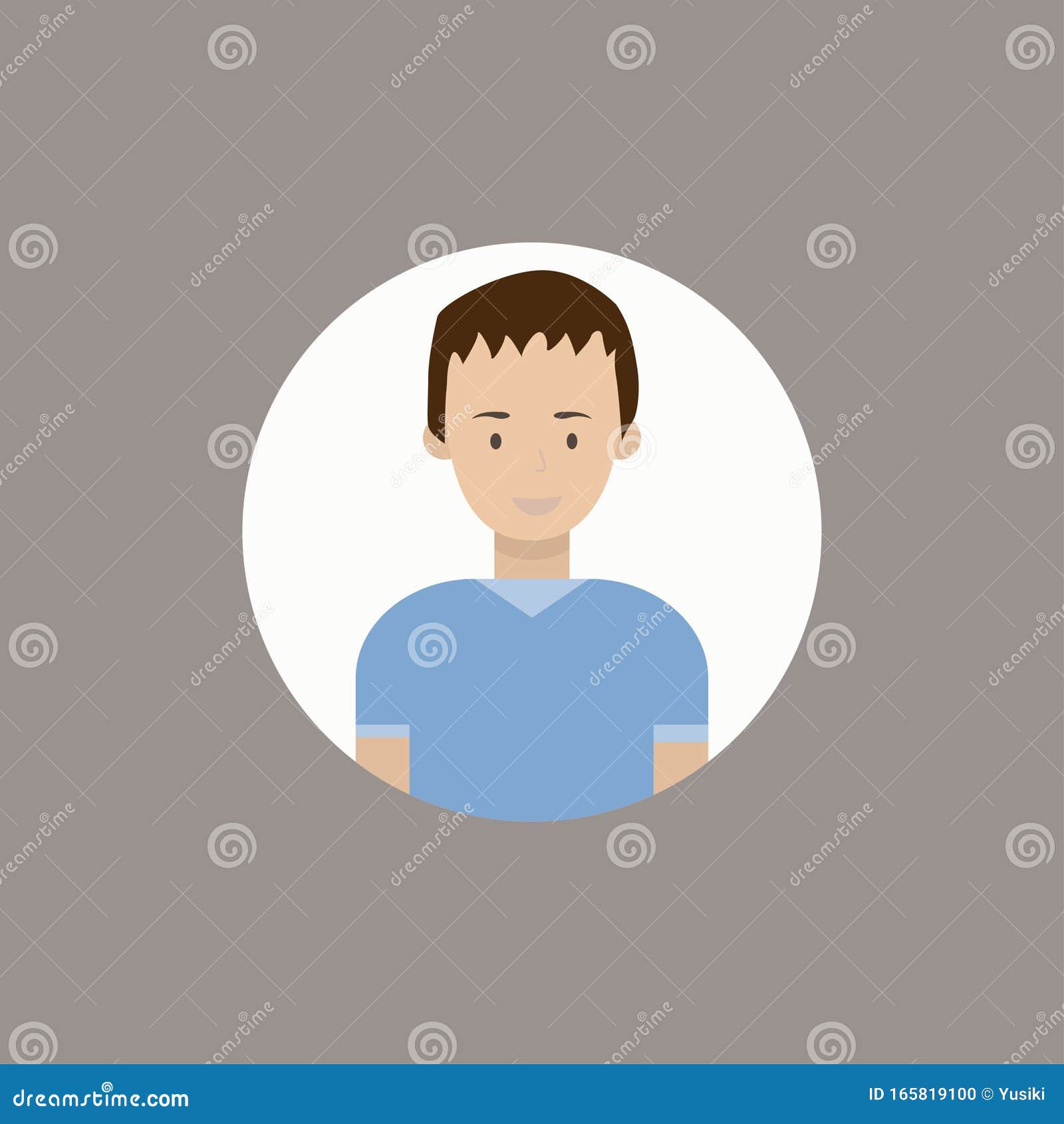 Image of the Head and Torso of a Young Man in a Flat Style. Vector ...