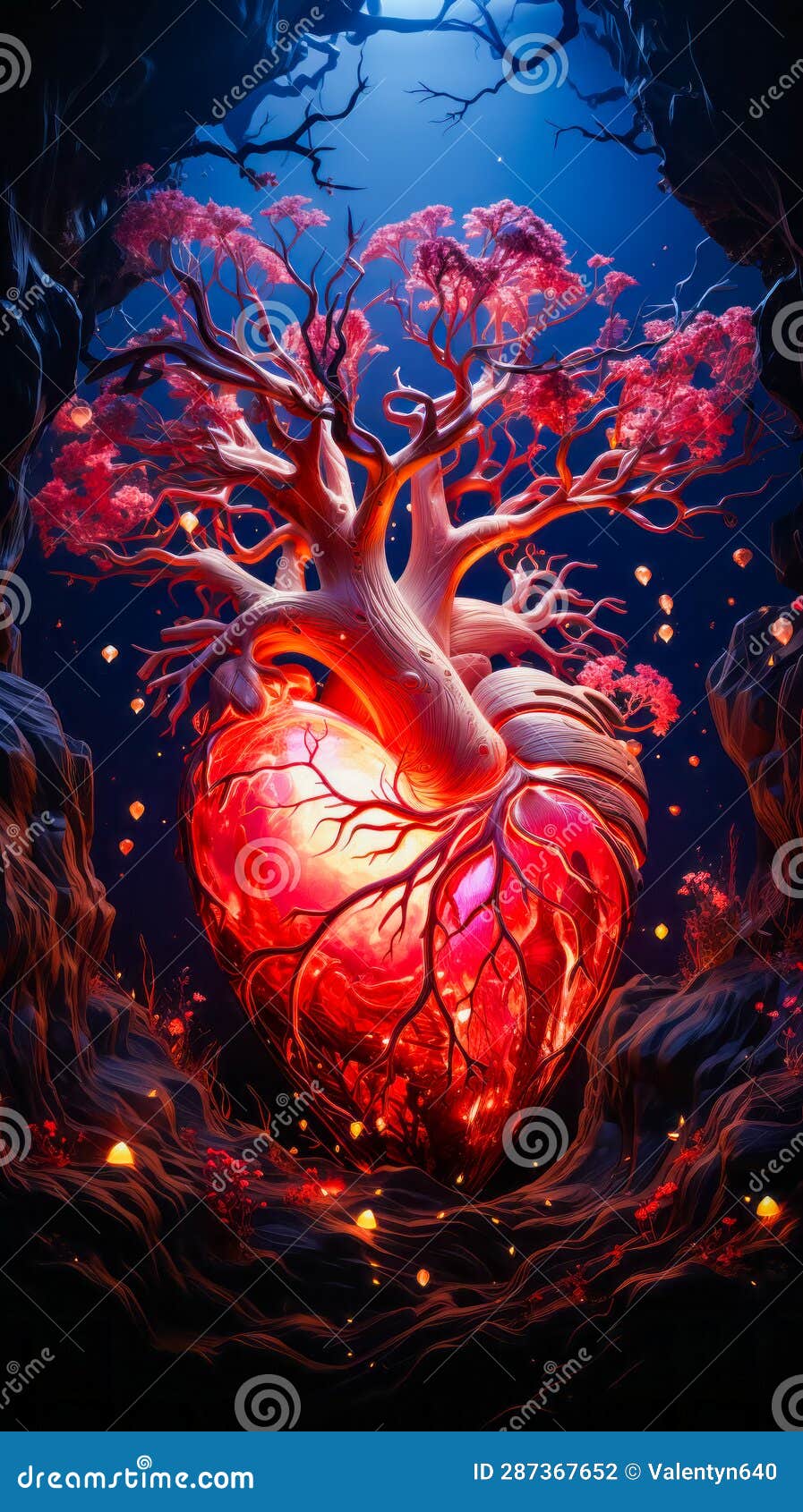 Image of Heart with Tree Growing Out of it. Generative AI Stock ...