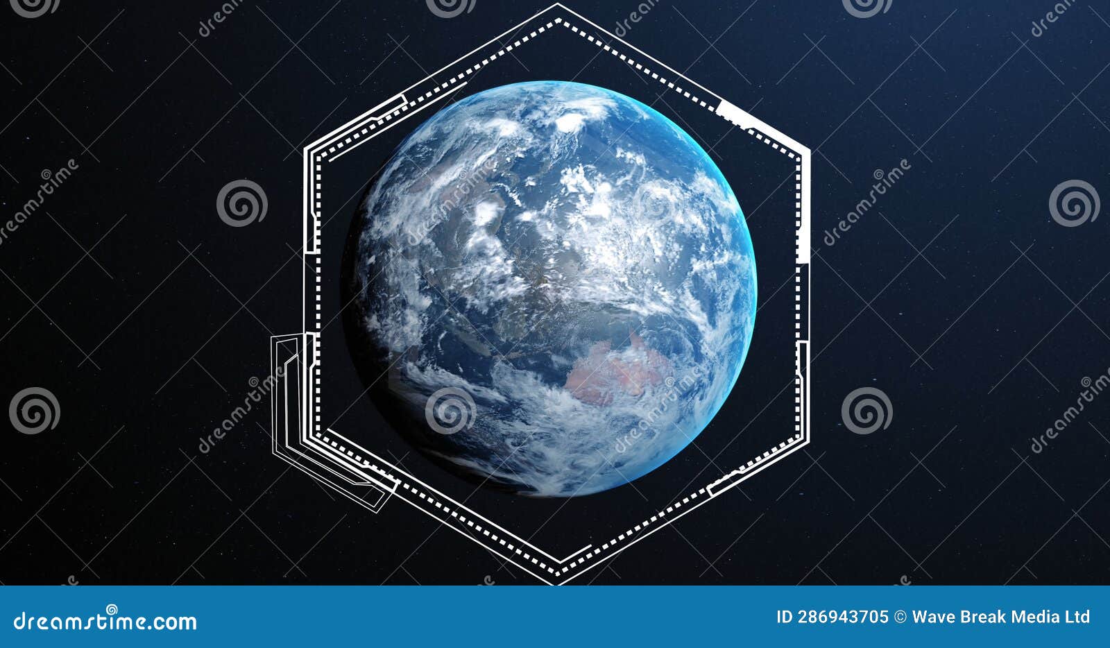 Image of Hexagonal Shapes Over a Globe Against Blue Background Stock ...