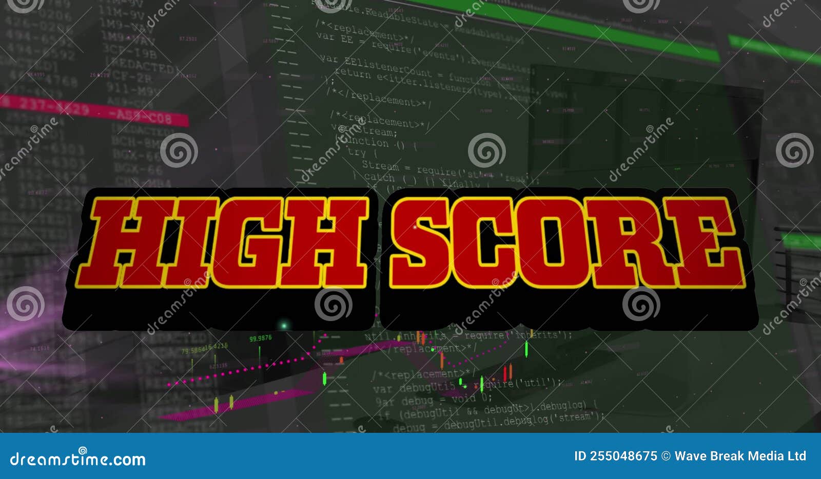 Image of High Score Text and Data Processing Over Office Stock Image ...