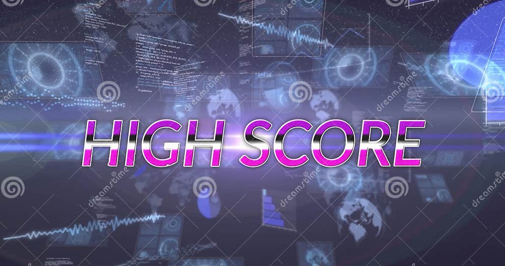 Image of High Score Text Over Data Processing on Dark Background Stock ...