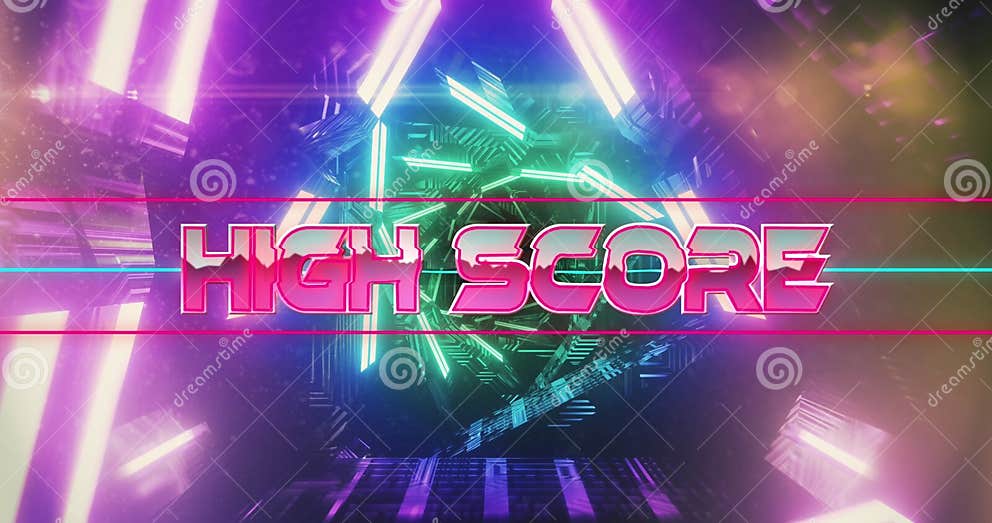 Image of High Score Text Over Neon Lines and Pattern Stock Illustration ...