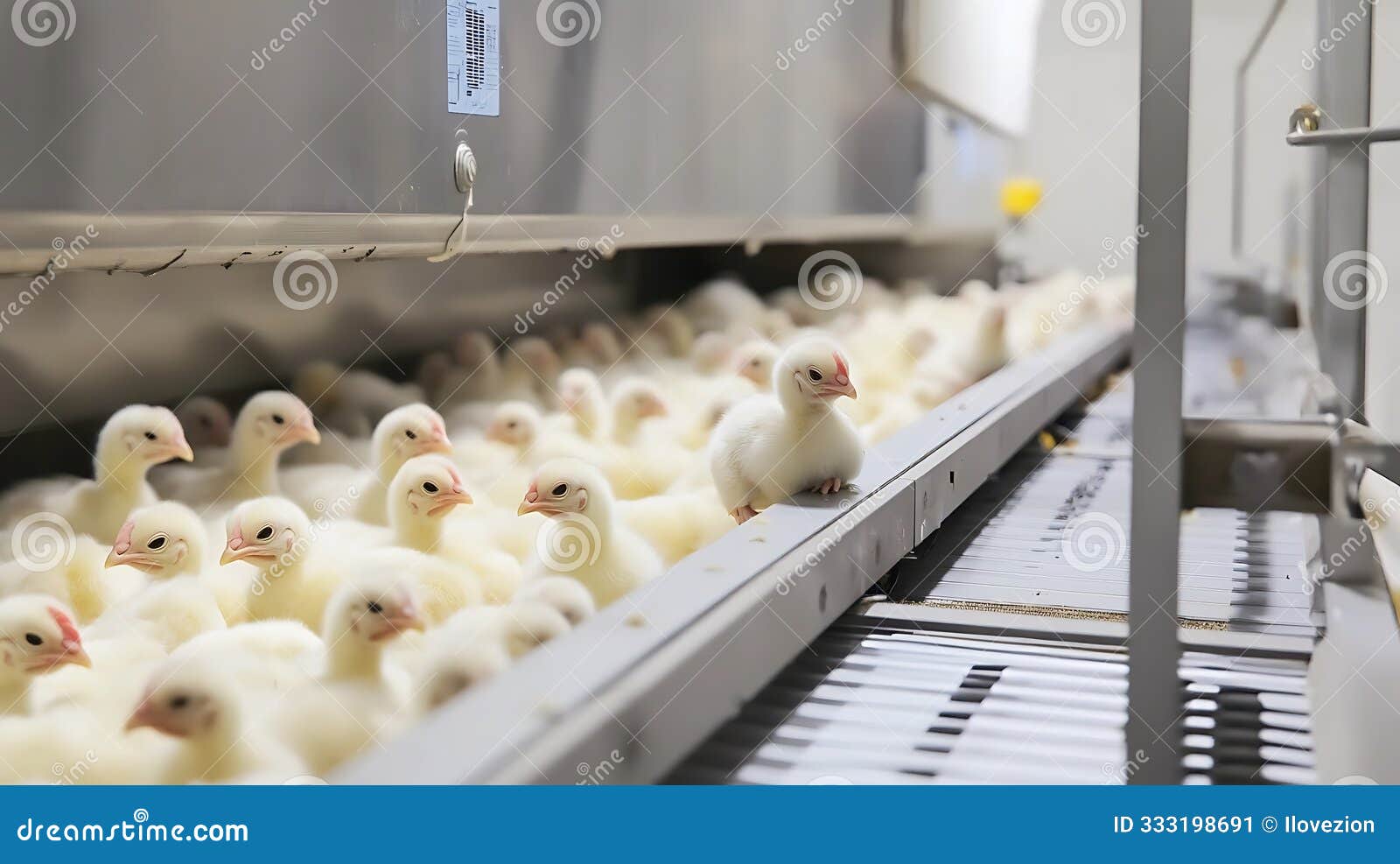 An Image of a High-tech Poultry Processing Line Where Day-old Chicks ...