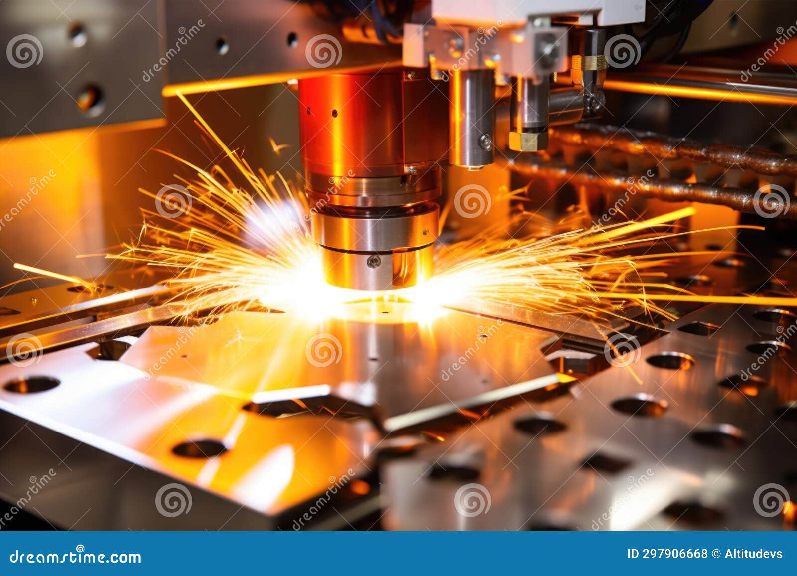 An Image Highlighting the Focusing Lens of a Laser Machine Stock ...