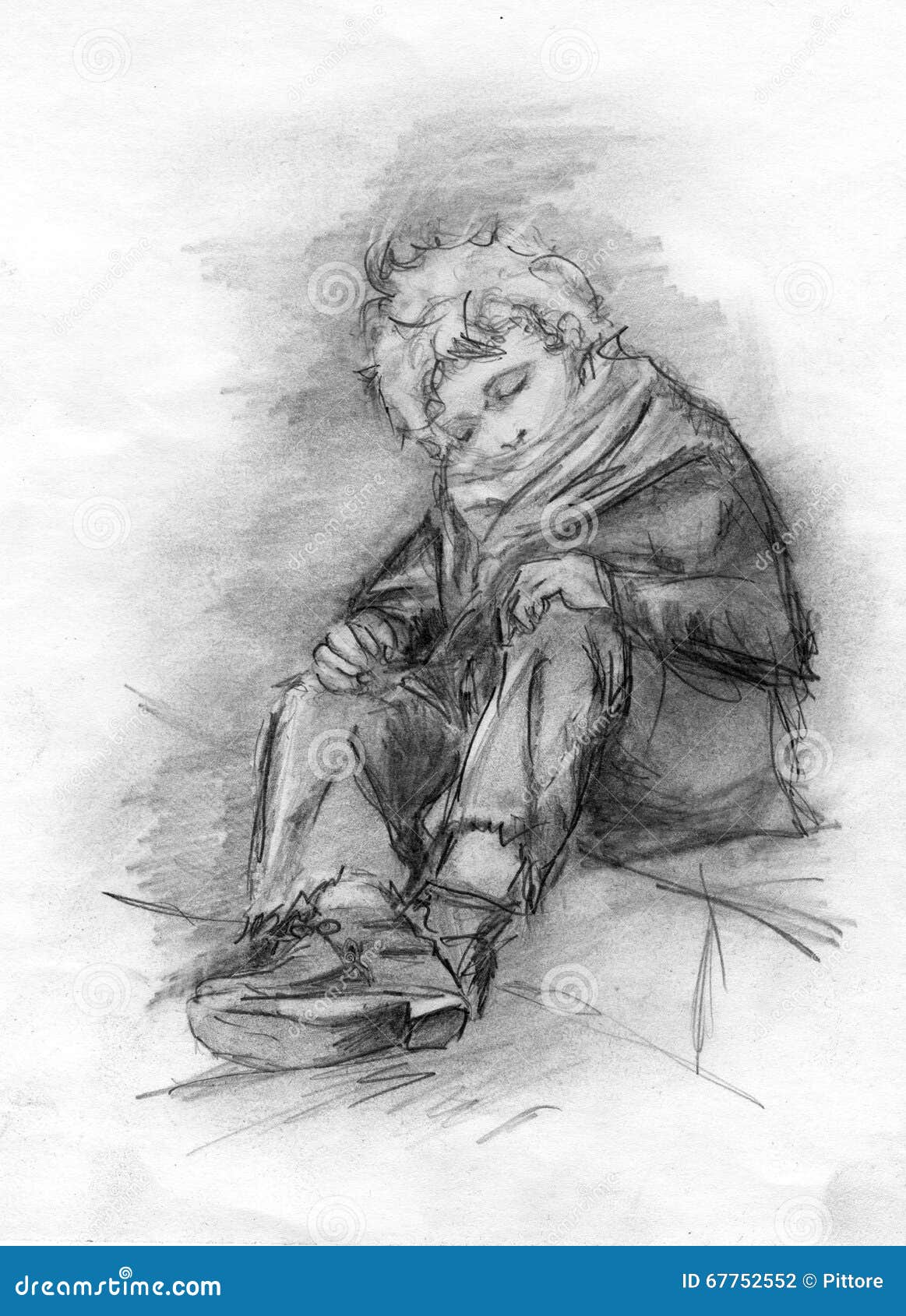 Image Homeless Sleeping Boy Stock Illustration - Illustration of ...