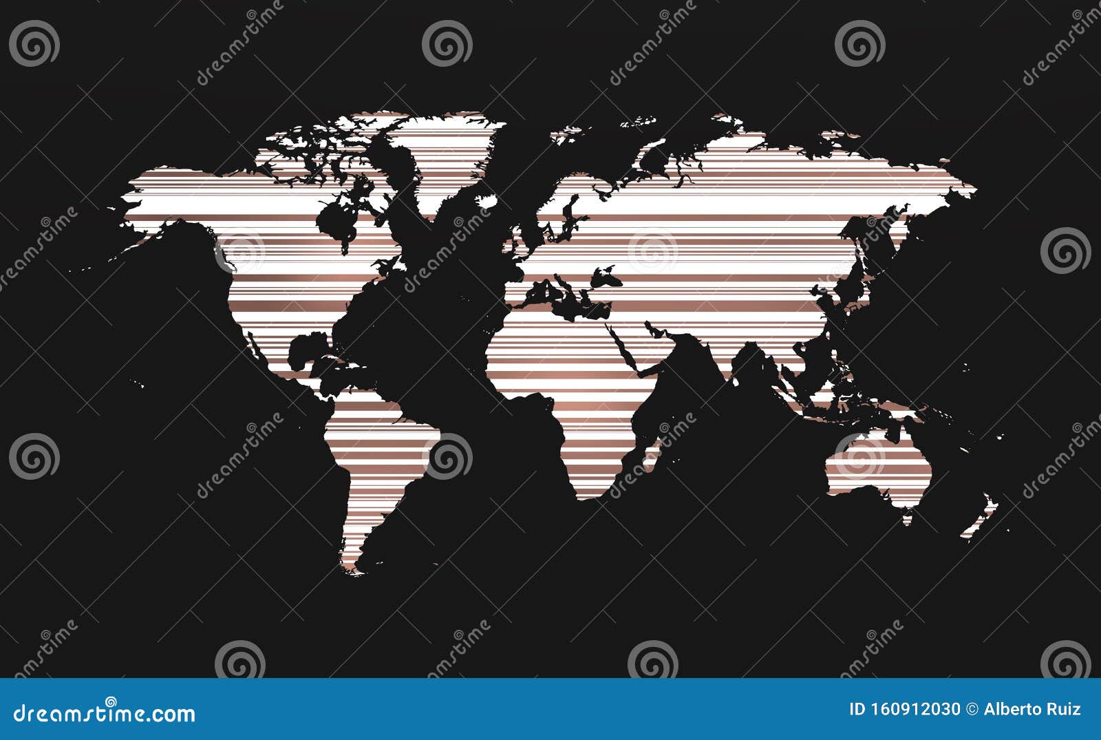 Map of the World with Horizontal Lines Over Black Background Stock ...