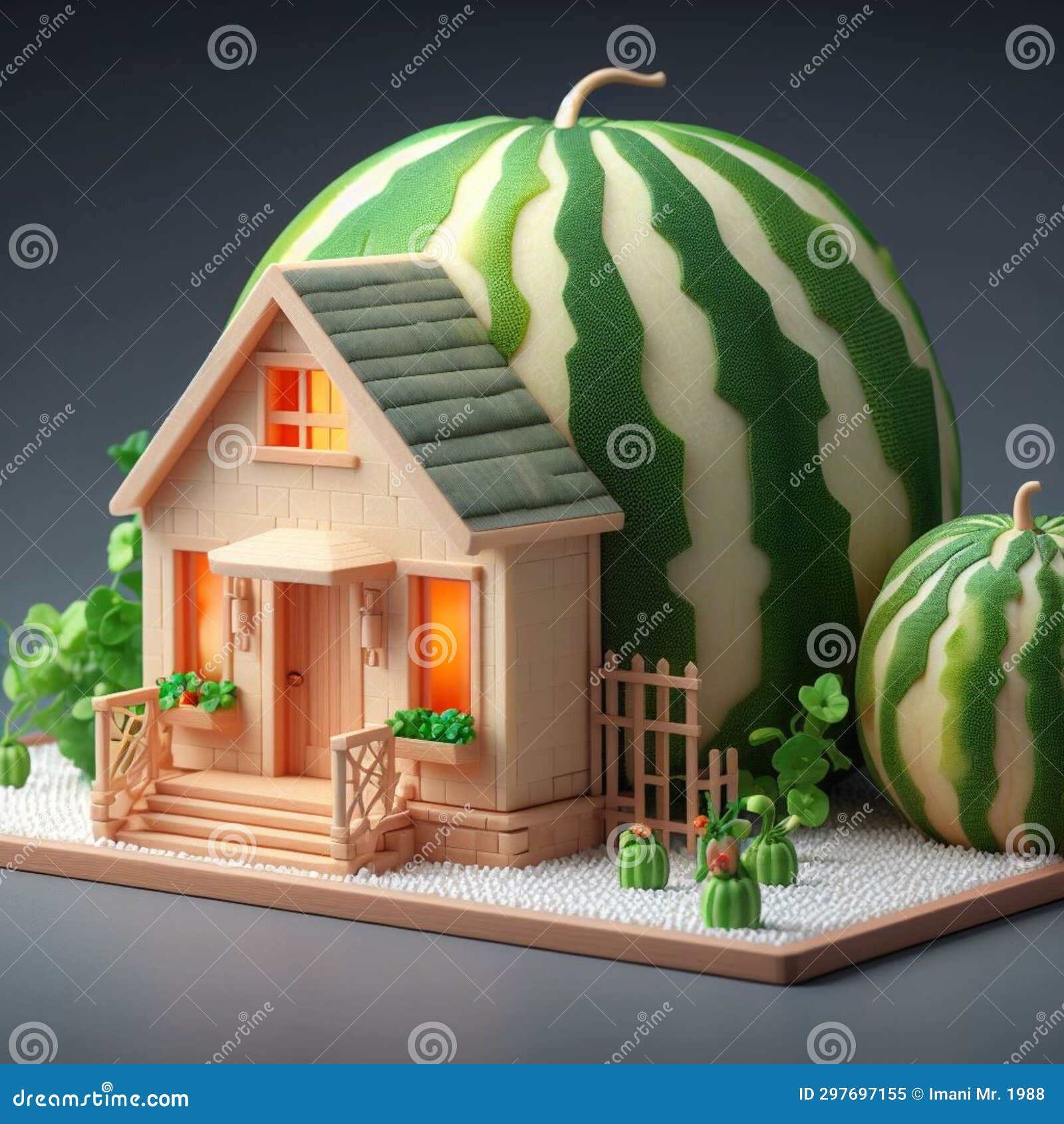 Watermelon shaped house stock image. Image of house - 297697155