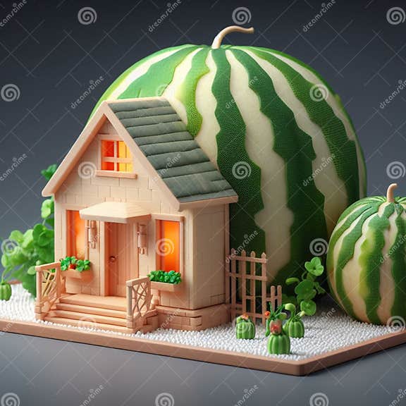 Watermelon shaped house stock image. Image of house - 297697155