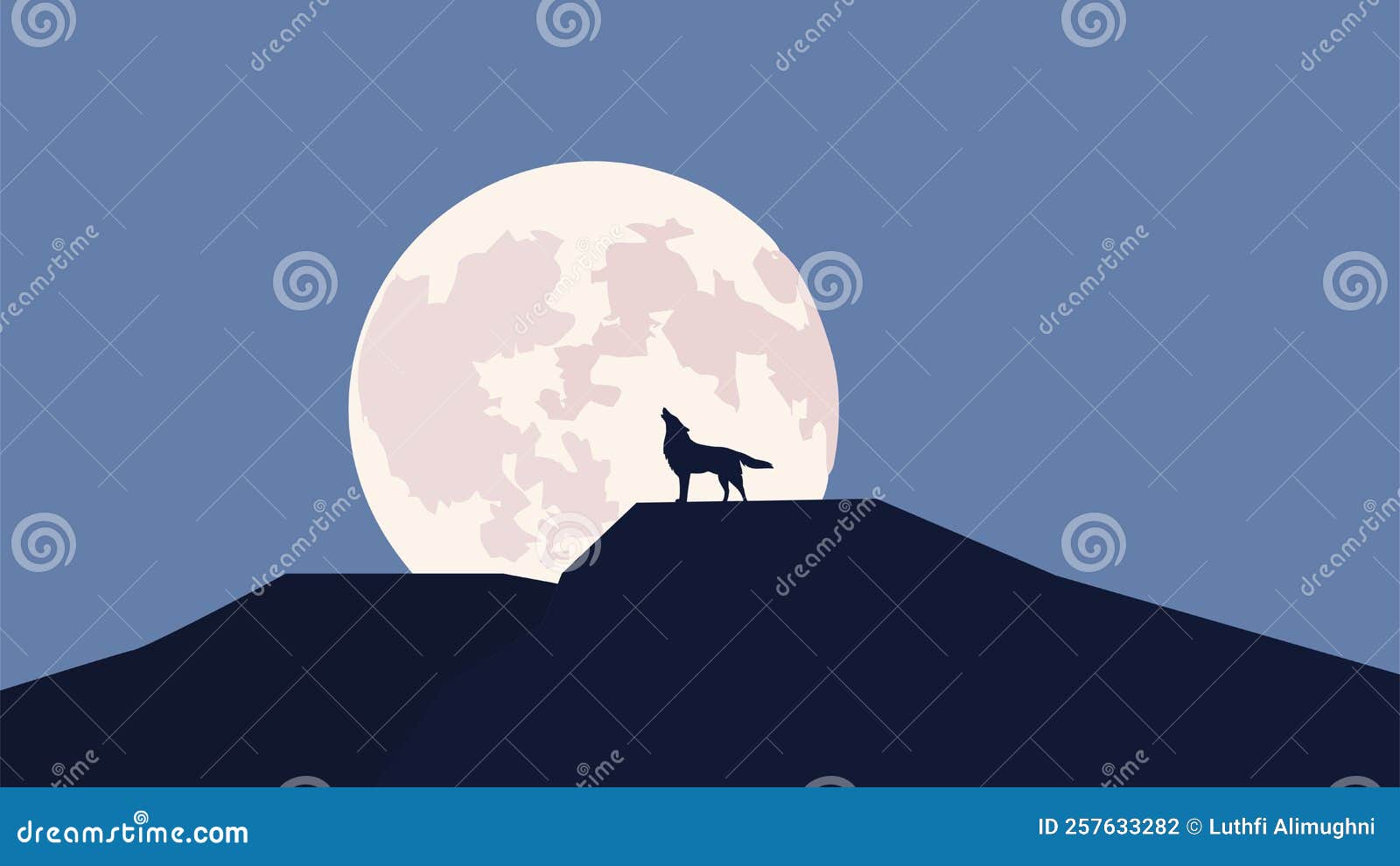Howling Wolf Silhouette when Full Moon Background Stock Vector ...