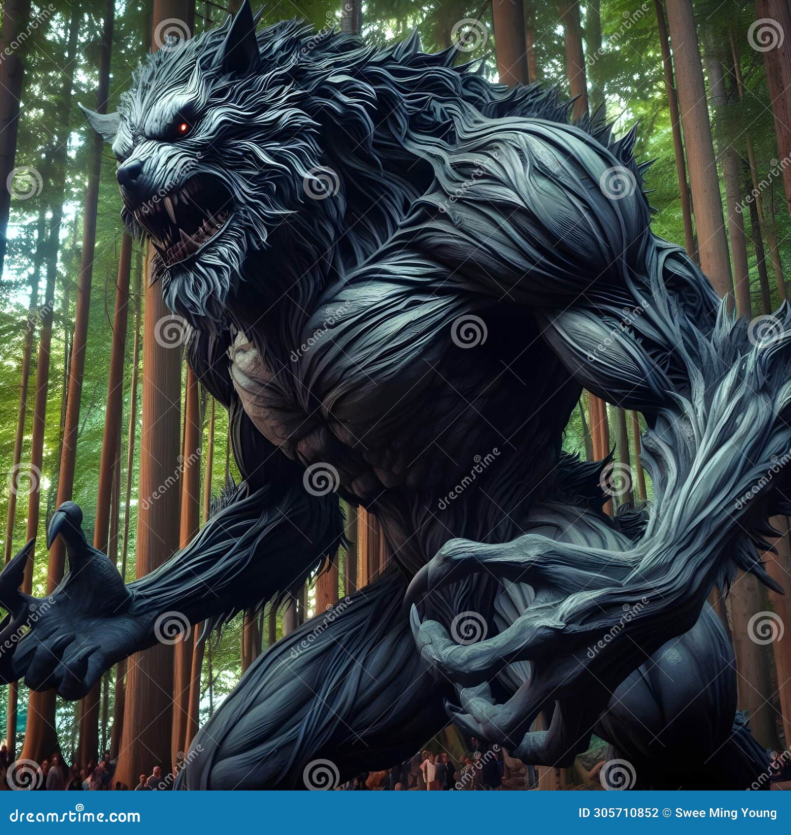 Image of a Huge Fierce Werewolf is Shown and Running Wild in the Dark ...