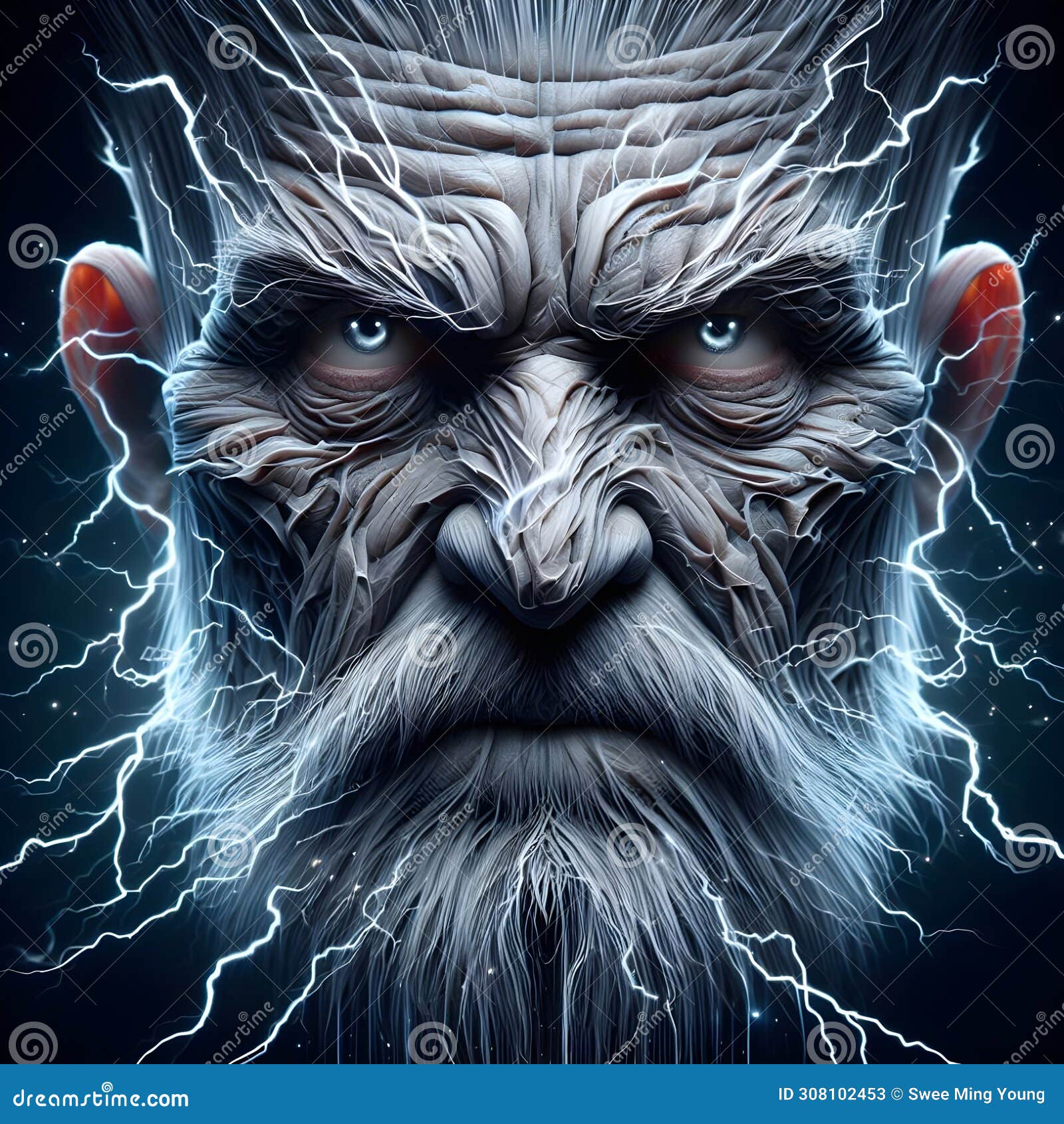Image of Human Angry Face Made from Lightning. Stock Illustration ...