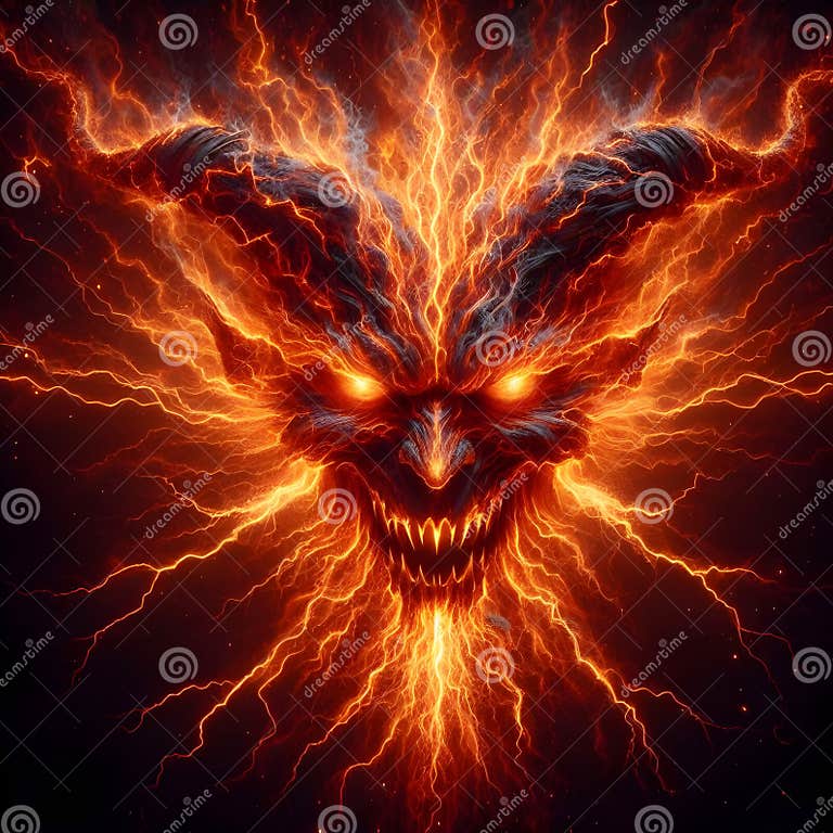 Image of Human Angry Face Made from Lightning. Stock Illustration ...