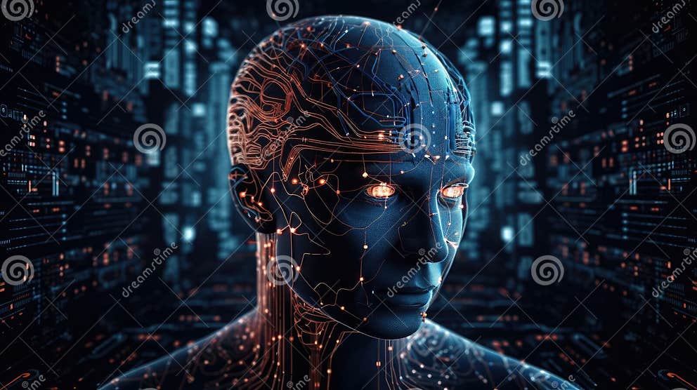 Image of a Human Being with a Computer in the Background Stock ...